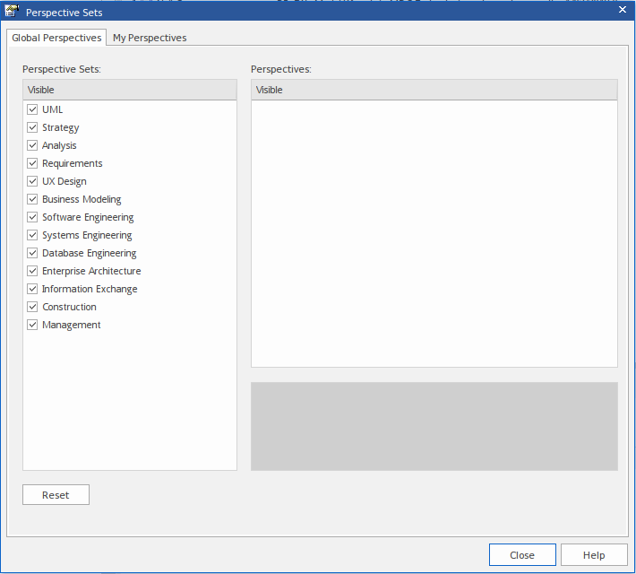 Managing Perspectives | Enterprise Architect User Guide