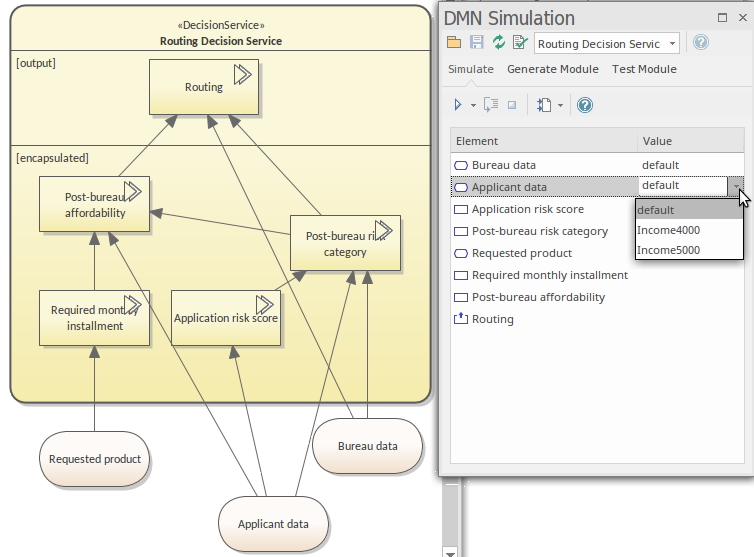 Example DMN Simulation | Enterprise Architect User Guide