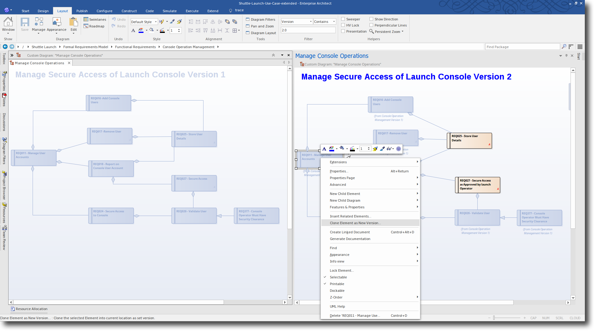 Clone Element As New Version Enterprise Architect User Guide