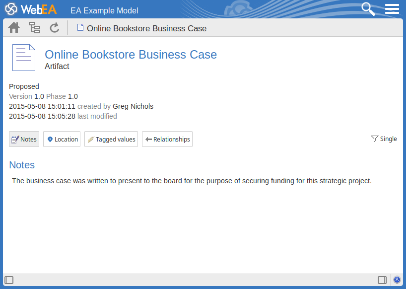 Main View - Object Properties | Enterprise Architect User Guide