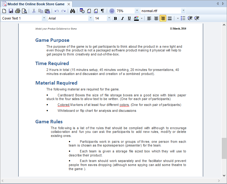 Collaborative Games | Enterprise Architect User Guide
