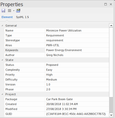 Requirement Properties | Enterprise Architect User Guide