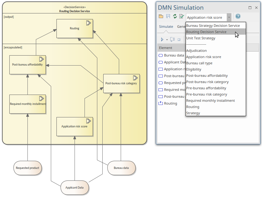 Simulating a Decision Service | Enterprise Architect User Guide