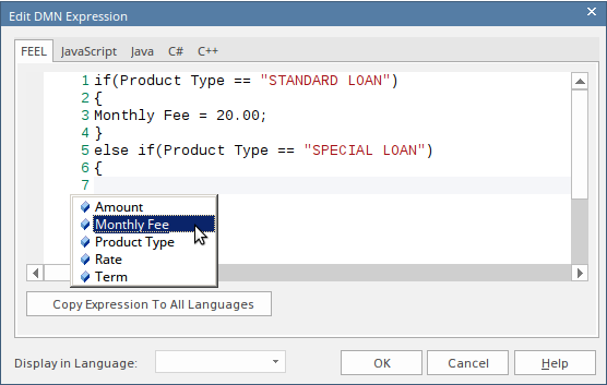Edit DMN Expression Dialog | Enterprise Architect User Guide