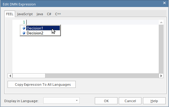Edit DMN Expression Dialog | Enterprise Architect User Guide